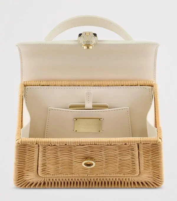 BVLGARI Mini Rattan And Leather Serpenti Forever Top-handle Bag
