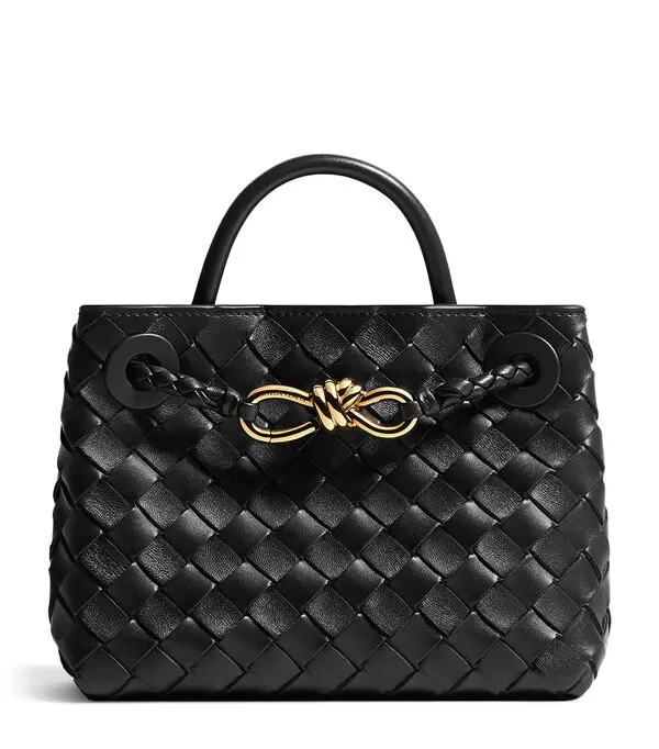 Bottega Veneta Mini Leather Andiamo Top-handle Bag With Intrecciato Weave