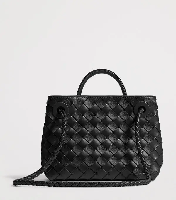 Bottega Veneta Mini Leather Andiamo Top-handle Bag With Intrecciato Weave