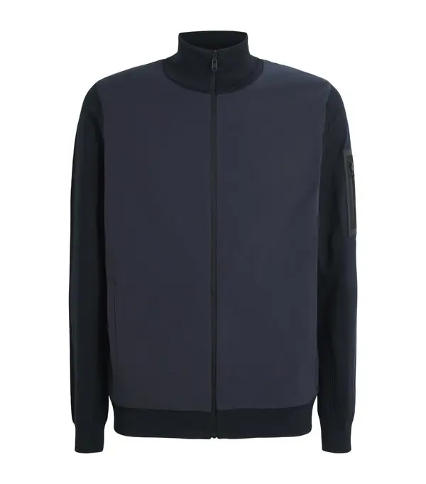 BOSS Knitted-trim Hybrid Jacket - Blue