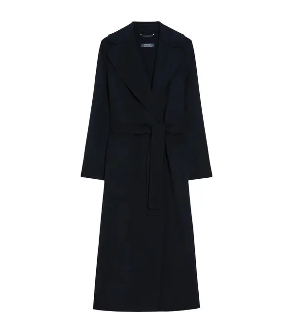 Max Mara Virgin Wool Poldo Wrap Coat - Navy