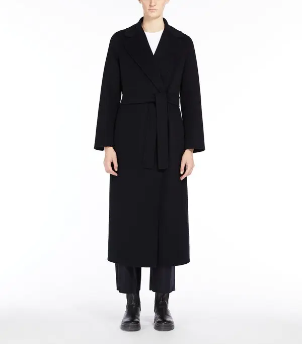 Max Mara Virgin Wool Poldo Wrap Coat - Navy
