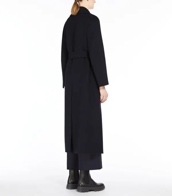 Max Mara Virgin Wool Poldo Wrap Coat - Navy