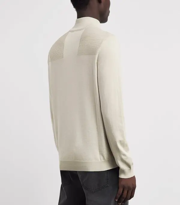 BOSS Ribbed Logo Quarter-zip Sweater