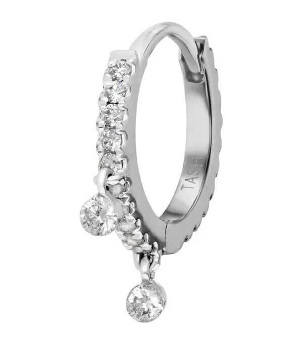 MARIA TASH Diamond Eternity Double Dangle Single Hoop Earring - Gold