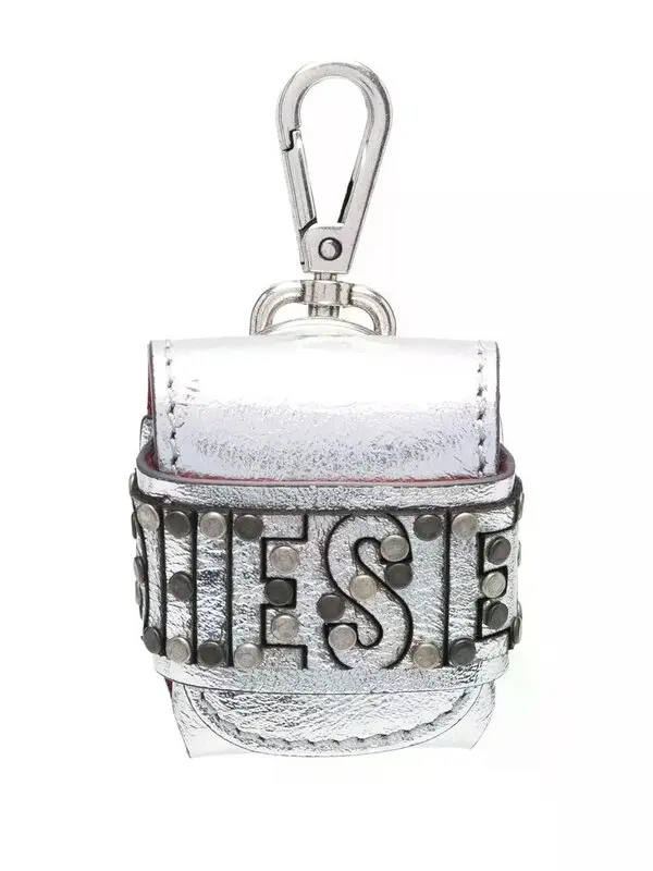 DIESEL® Coin-pocket Keyring With Stud Detailing - Silver