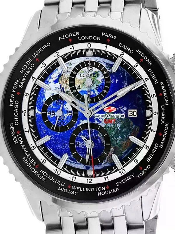 SEAPRO Meridian World Timer Gmt 47mm Stainless Steel Watch