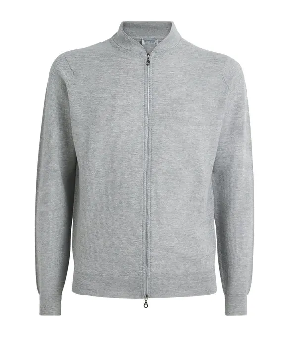 John Smedley Merino Wool Textured Zip-up Cardigan