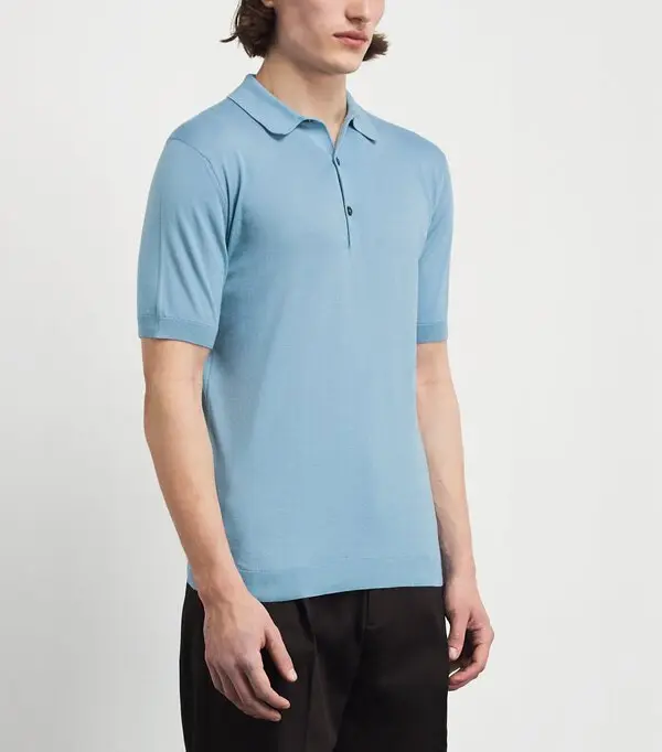 John Smedley Sea Island Cotton Adrian Polo Shirt - Blue