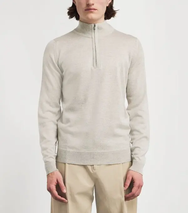 John Smedley Merino Wool Quarter-zip Sweater