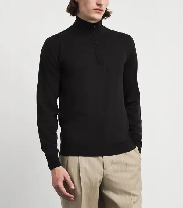 John Smedley Merino Wool Quarter-zip Sweater