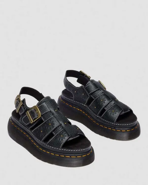 Dr. Martens Wrenlie Open Toe Nappa Leather Fisherman Platform Sandals - Black