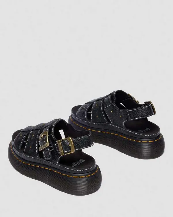 Dr. Martens Wrenlie Open Toe Nappa Leather Fisherman Platform Sandals - Black