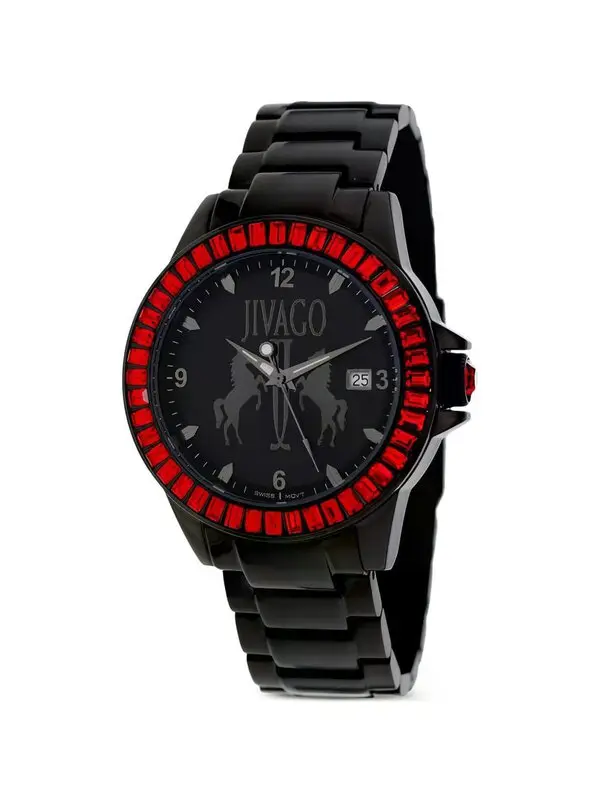 JIVAGO Folie 42mm Watch With Crystal Embellishment - Black