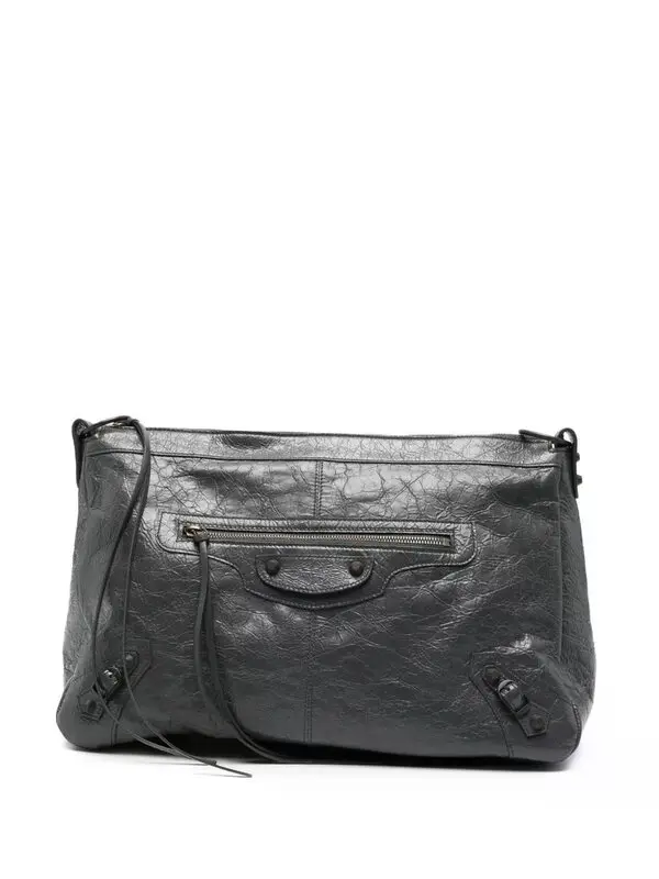 Balenciaga Medium Le City Moto Leather Messenger Bag - Grey