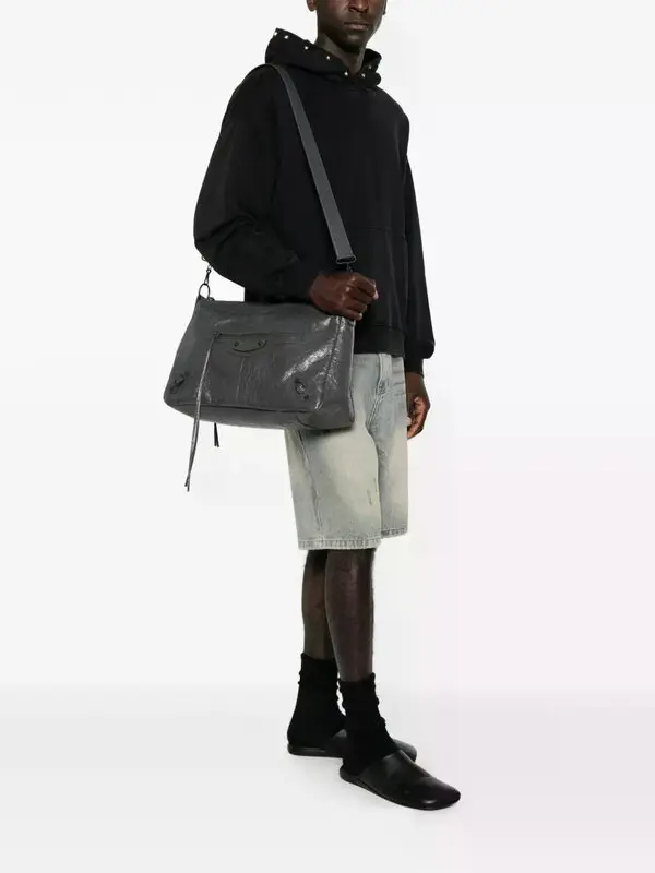 Balenciaga Medium Le City Moto Leather Messenger Bag