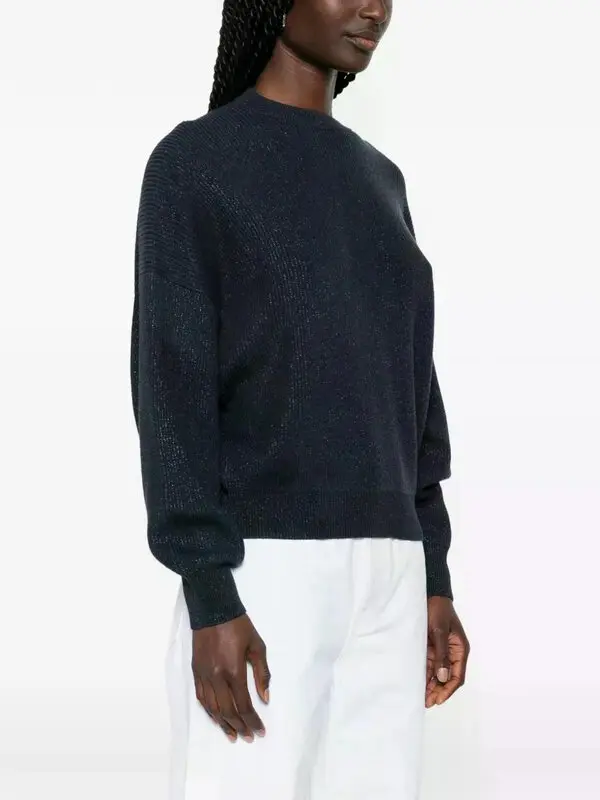 Brunello Cucinelli Metallic Ribbed Knit Sweater