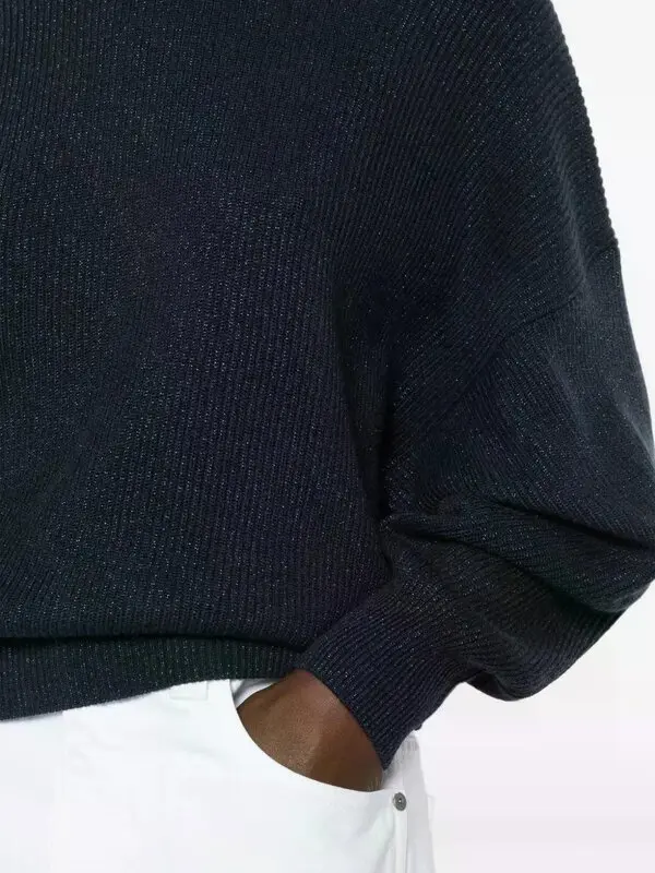 Brunello Cucinelli Metallic Ribbed Knit Sweater