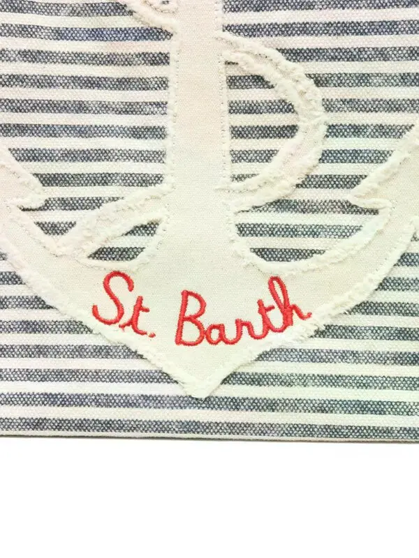 MC2 SAINT BARTH Navy Stripe Frayed Beach Bag