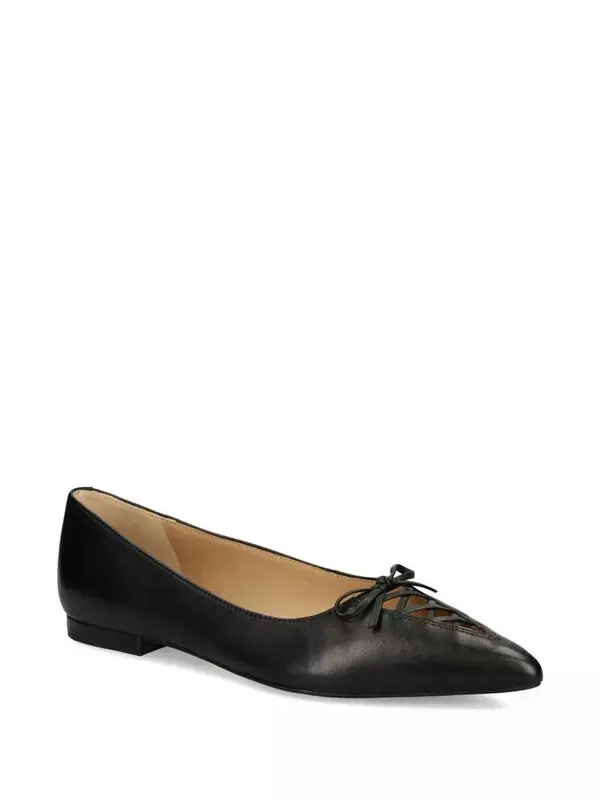 Ralph Lauren Lace-up Pointed-toe Ballet Flats - Black