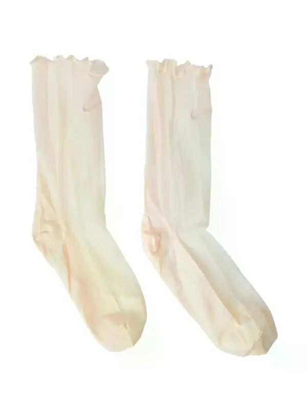 Nike Logo Embroidered Socks With Ruffle Trim