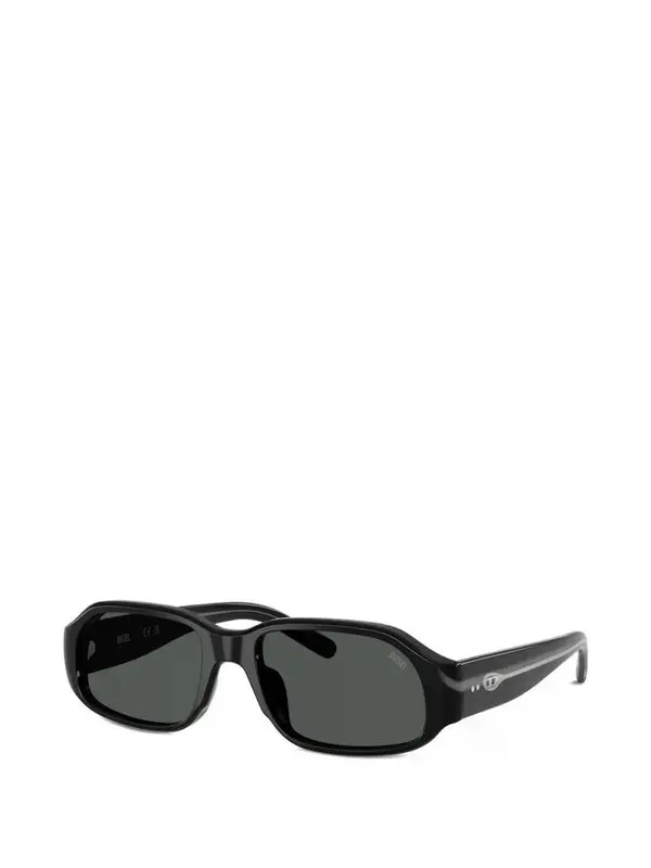 DIESEL® Rectangular Frame Sunglasses With Contrasting Metal Components - Black
