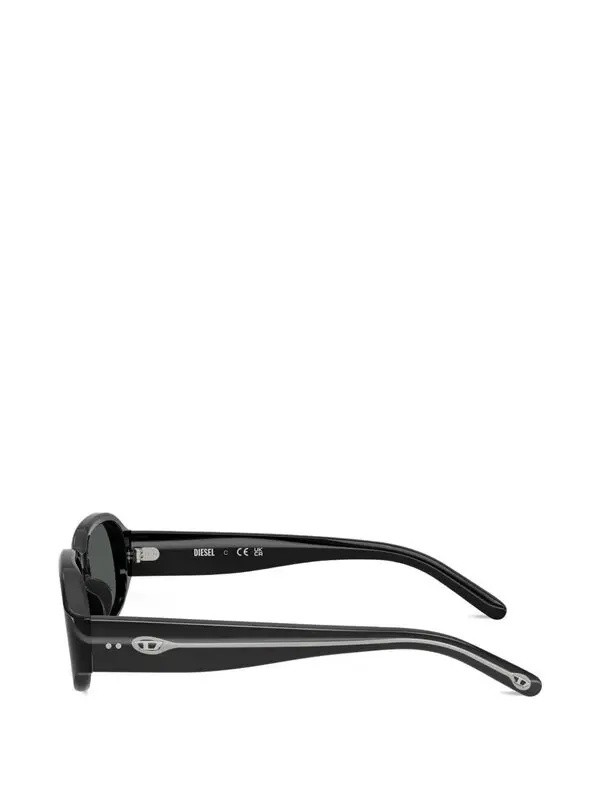 DIESEL® Rectangular Frame Sunglasses With Contrasting Metal Components - Black