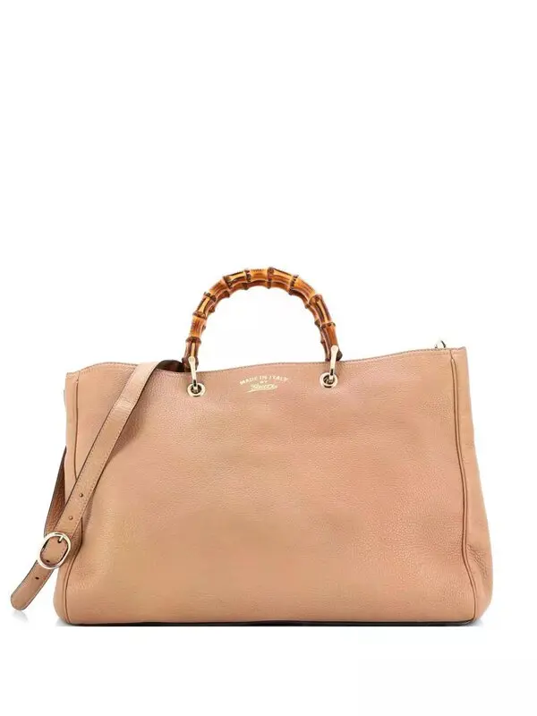 Gucci Bamboo Shopper Leather Large Tote Bag - Neutrals