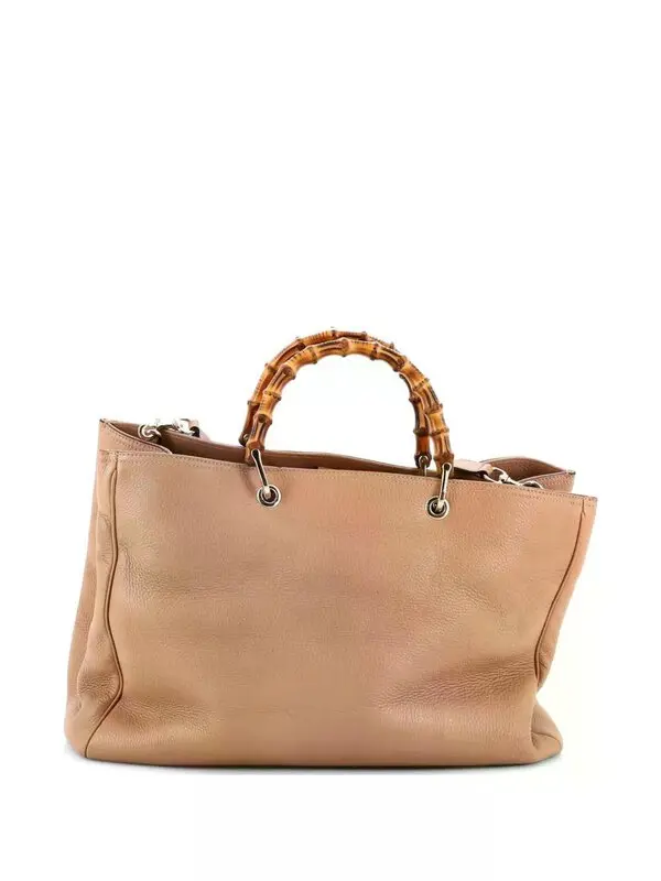 Gucci Bamboo Shopper Leather Large Tote Bag - Neutrals