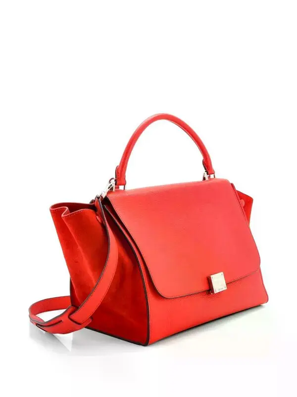 Celine Trapeze Bag Leather Medium Satchel - Orange