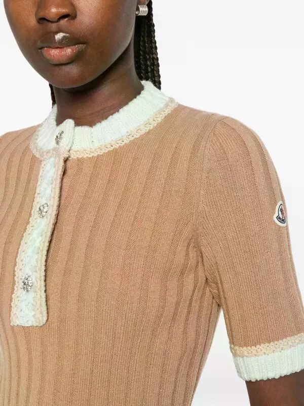 Moncler Crystal-embellished Ribbed Knit Sweater