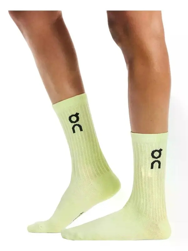 On Logo-print Ribbed Socks Set Of Three - Yellow