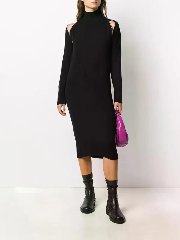DIESEL® Wool Roll Neck Knit Dress