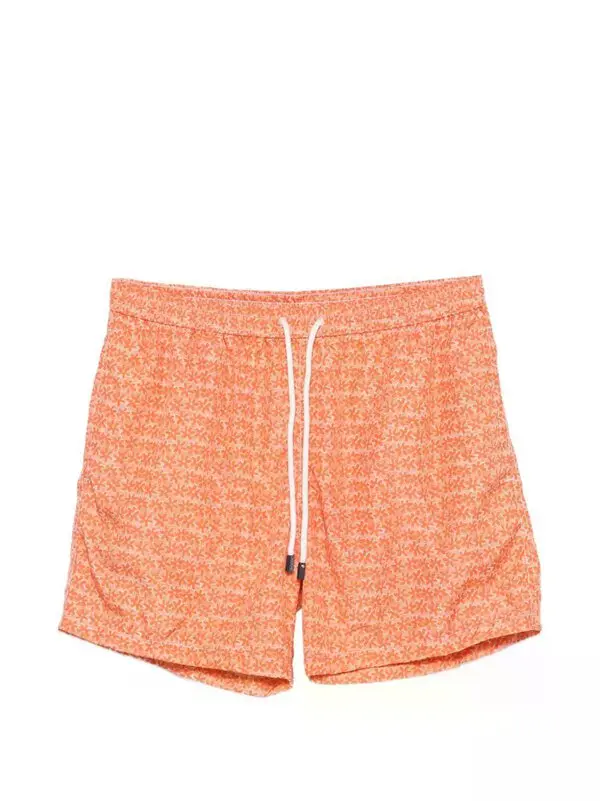 BARBA NAPOLI Floral Print Swim Shorts - Orange