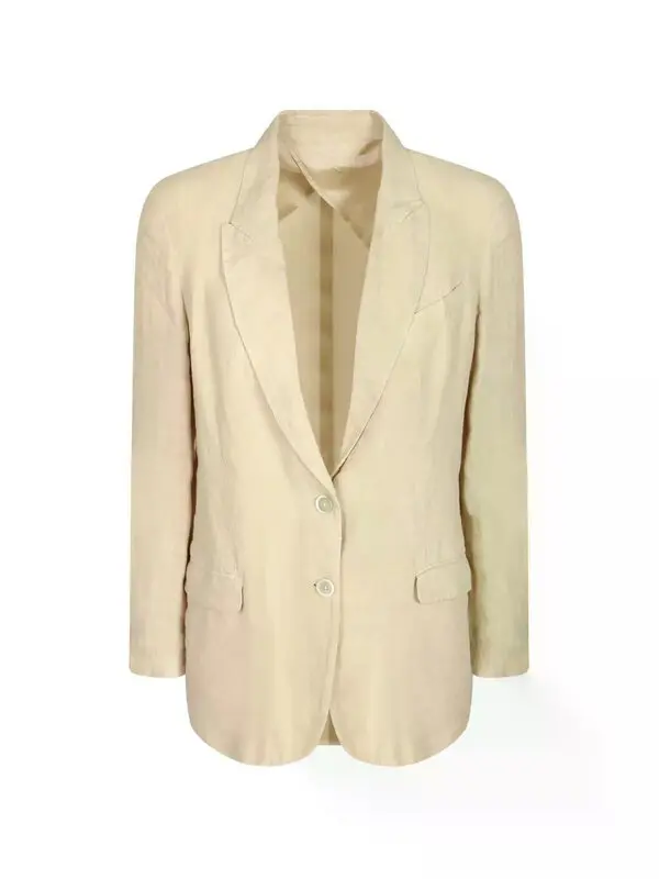 120% Lino Single-breasted Blazer With Notched Lapels