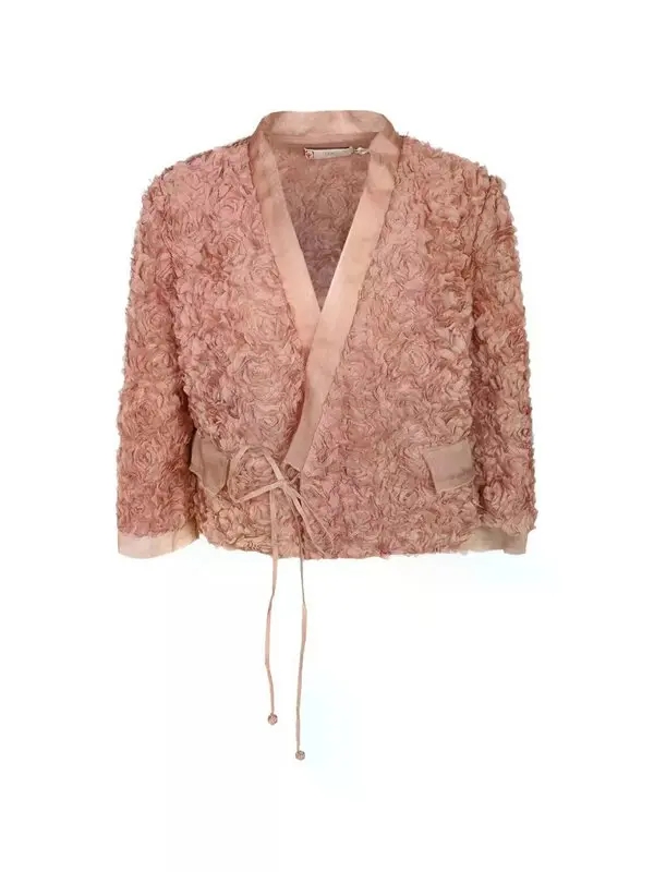 HUI HUI Floral Appliqué Wrap Jacket