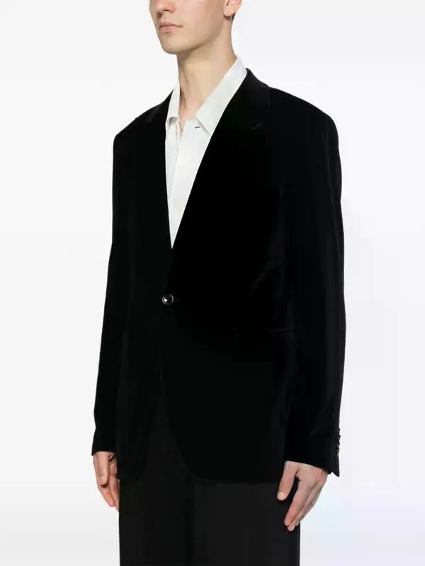 Tagliatore Velvet-effect Peak-lapel Jacket - Black