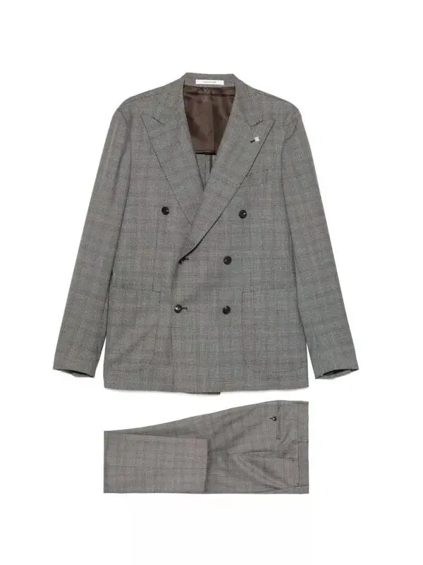 Tagliatore Double-breasted Checked Suit - Grey