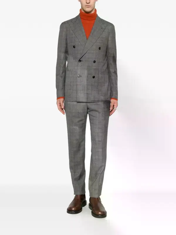 Tagliatore Double-breasted Checked Suit - Grey