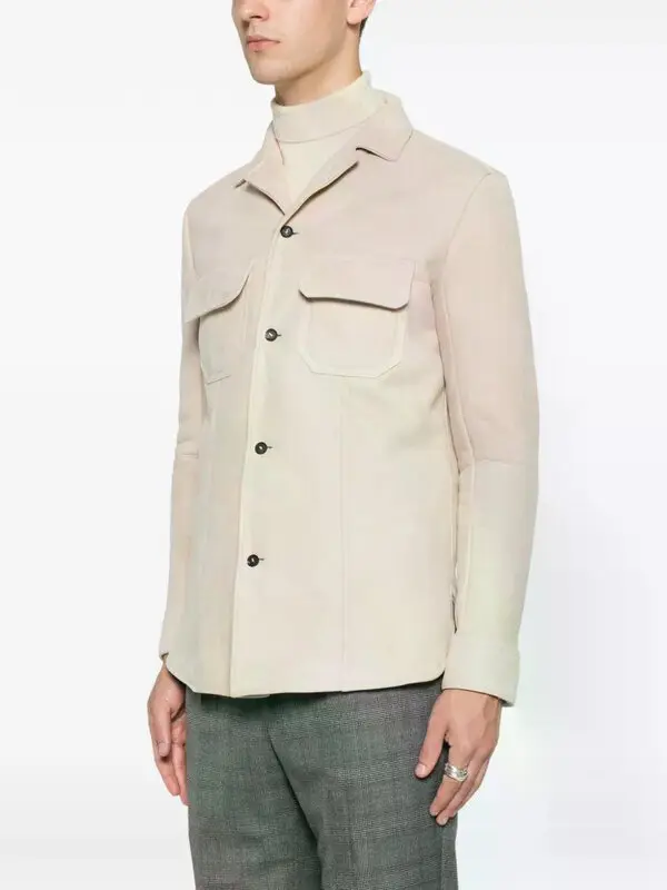 Tagliatore Cream Chest-pocket Jacket