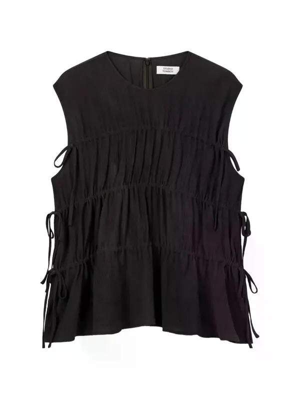 STUDIO TOMBOY Shirred Sleeveless Blouse - Brown