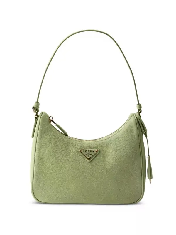 Prada Re-edition 2005 Nubuck And Saffiano-leather Mini Bag - Green