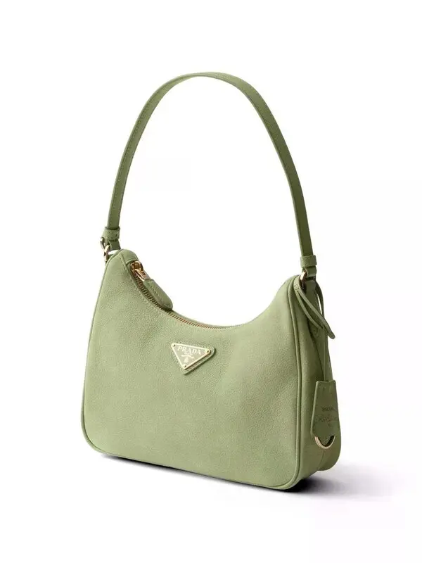 Prada Re-edition 2005 Nubuck And Saffiano-leather Mini Bag - Green