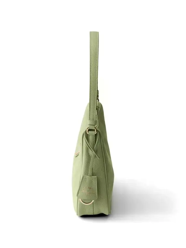 Prada Re-edition 2005 Nubuck And Saffiano-leather Mini Bag - Green