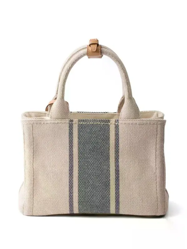Prada Small Jardinière Cotton Canvas Bag - Neutrals