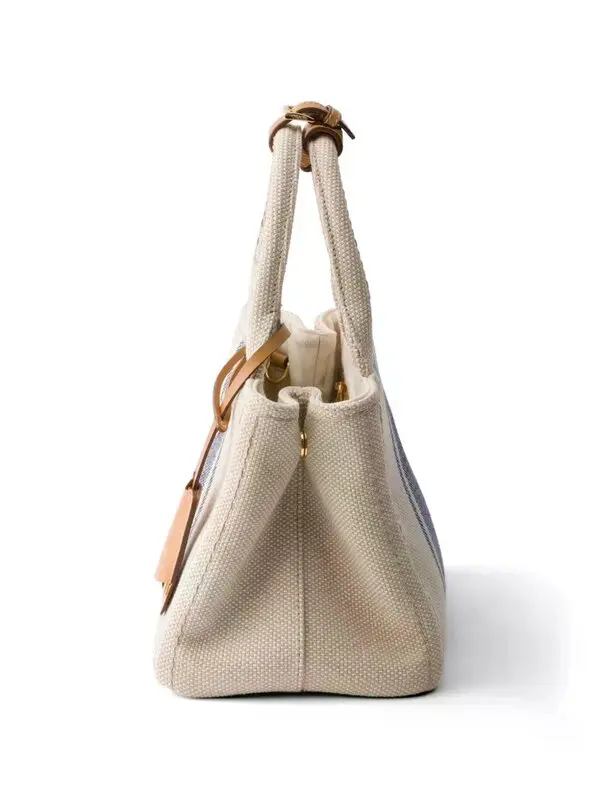 Prada Small Jardinière Cotton Canvas Bag - Neutrals