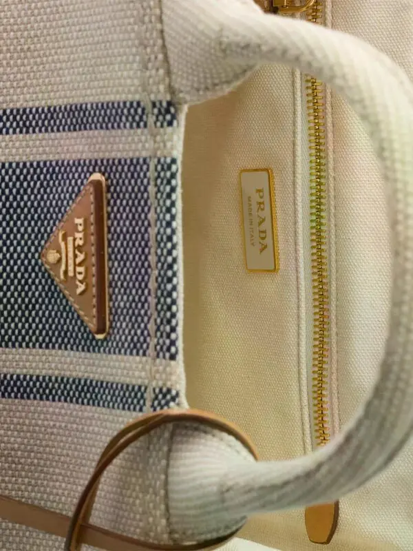 Prada Small Jardinière Cotton Canvas Bag - Neutrals