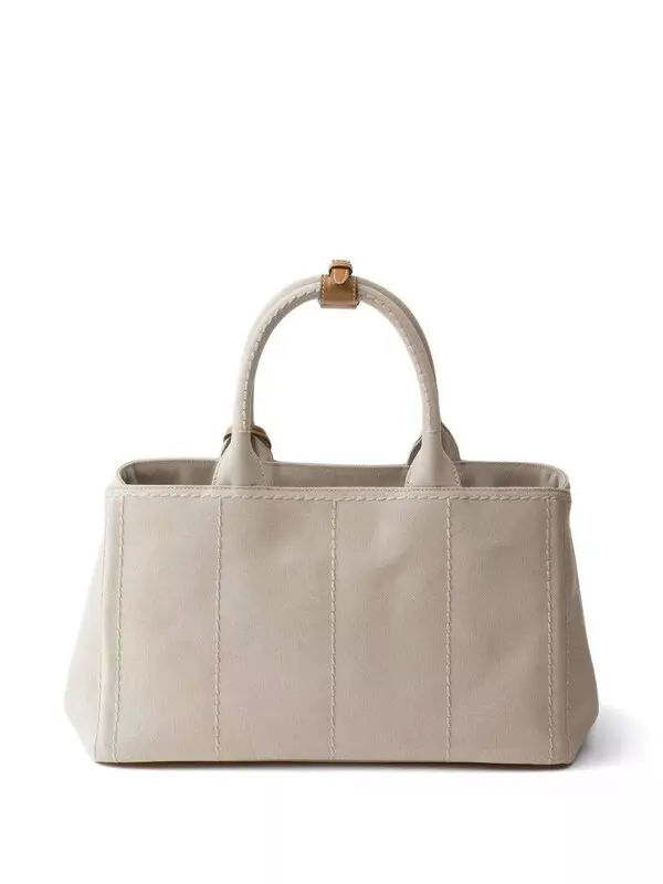 Prada Jardinière Large Cotton Canvas Handbag - Neutrals