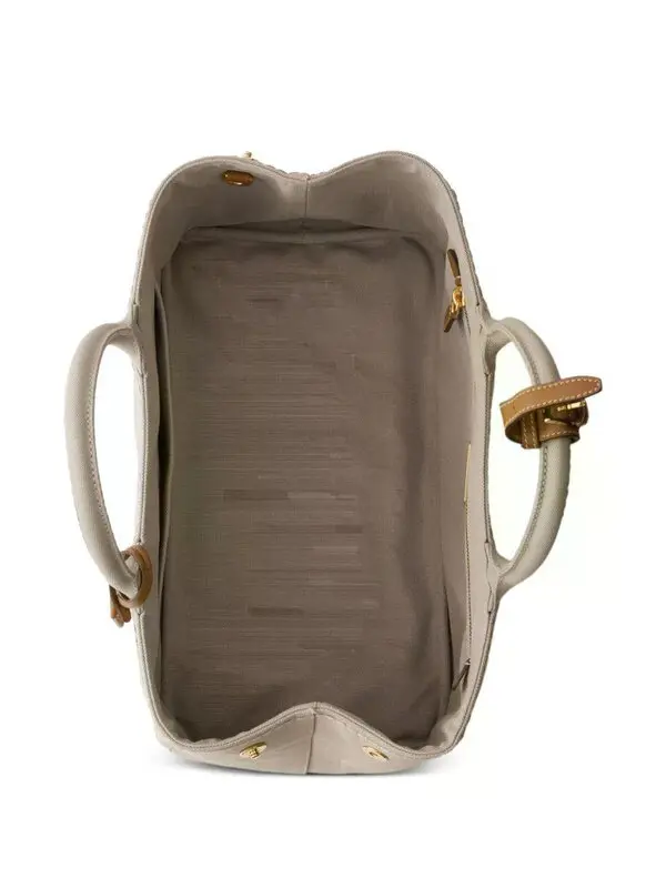 Prada Jardinière Large Cotton Canvas Handbag - Neutrals