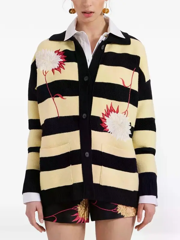 La DoubleJ Derby Striped Wool Blend Cardigan